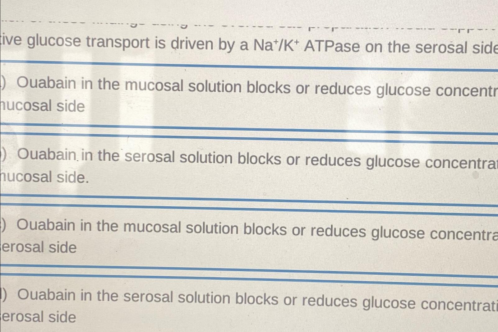 Solved ive glucose transport is driven by a Na+K+ATPase on | Chegg.com