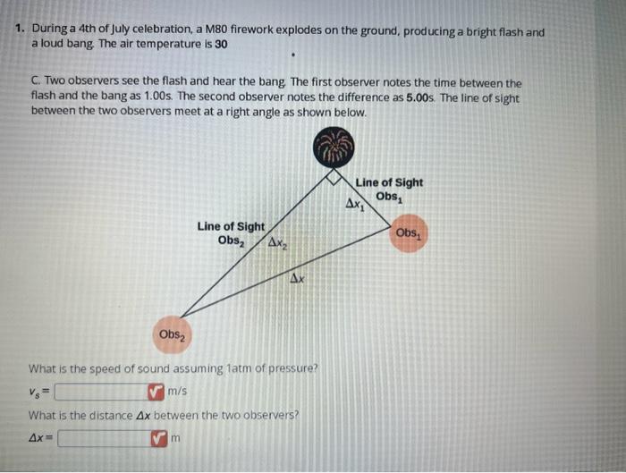 Solved 1. During a 4th of July celebration, a M80 firework | Chegg.com