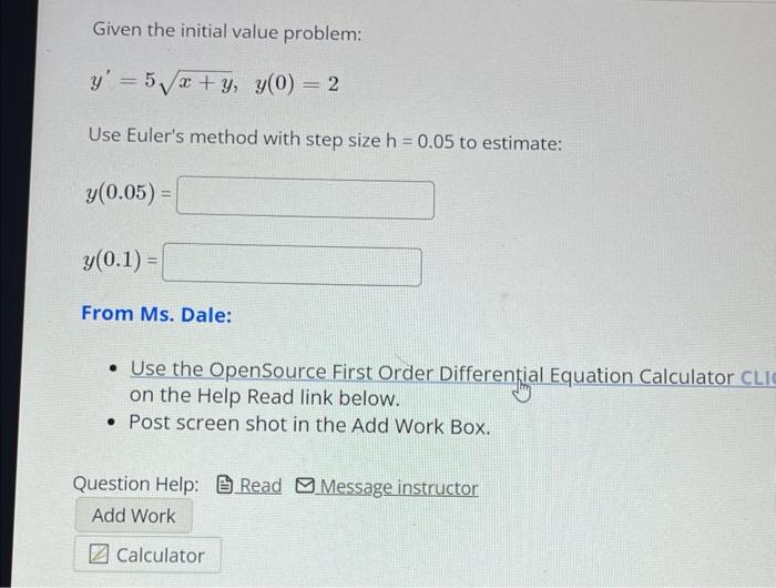 Solved Given the initial value problem using the Casio | Chegg.com
