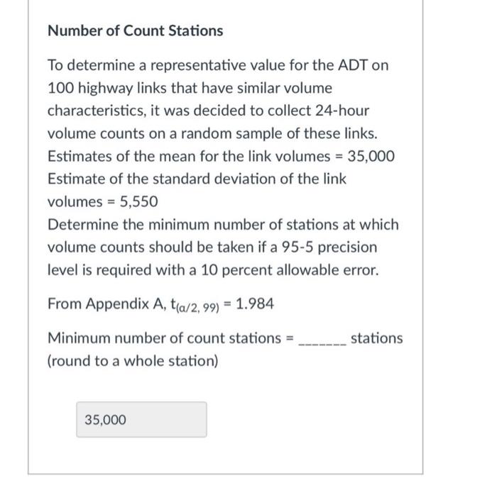 Solved Number of Count Stations To determine a | Chegg.com