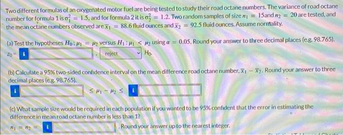 Solved Two different formulas of an oxygenated motor fuel | Chegg.com
