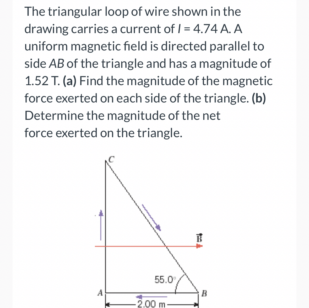 Solved The triangular loop of wire shown in the drawing | Chegg.com