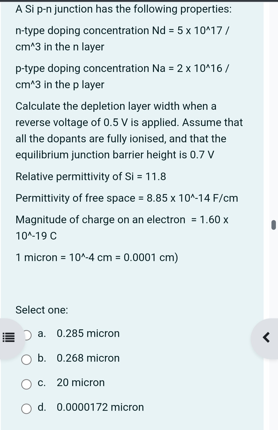 Solved A Si p-n junction has the following properties:n-type | Chegg.com
