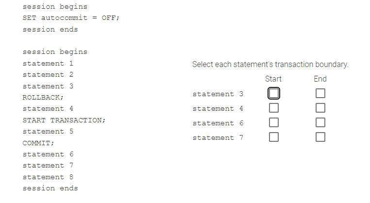 Solved session beginsSET autocommit =OFF;session endssession | Chegg.com