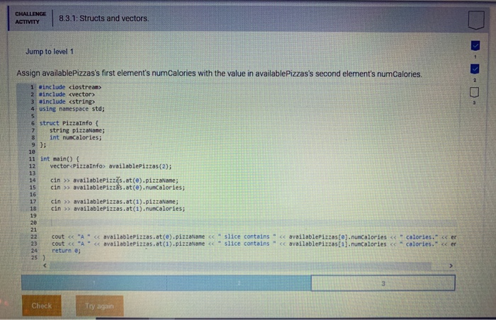 Solved CHALLENGE ACTIVITY 8.3.1: Structs and vectors. Jump | Chegg.com