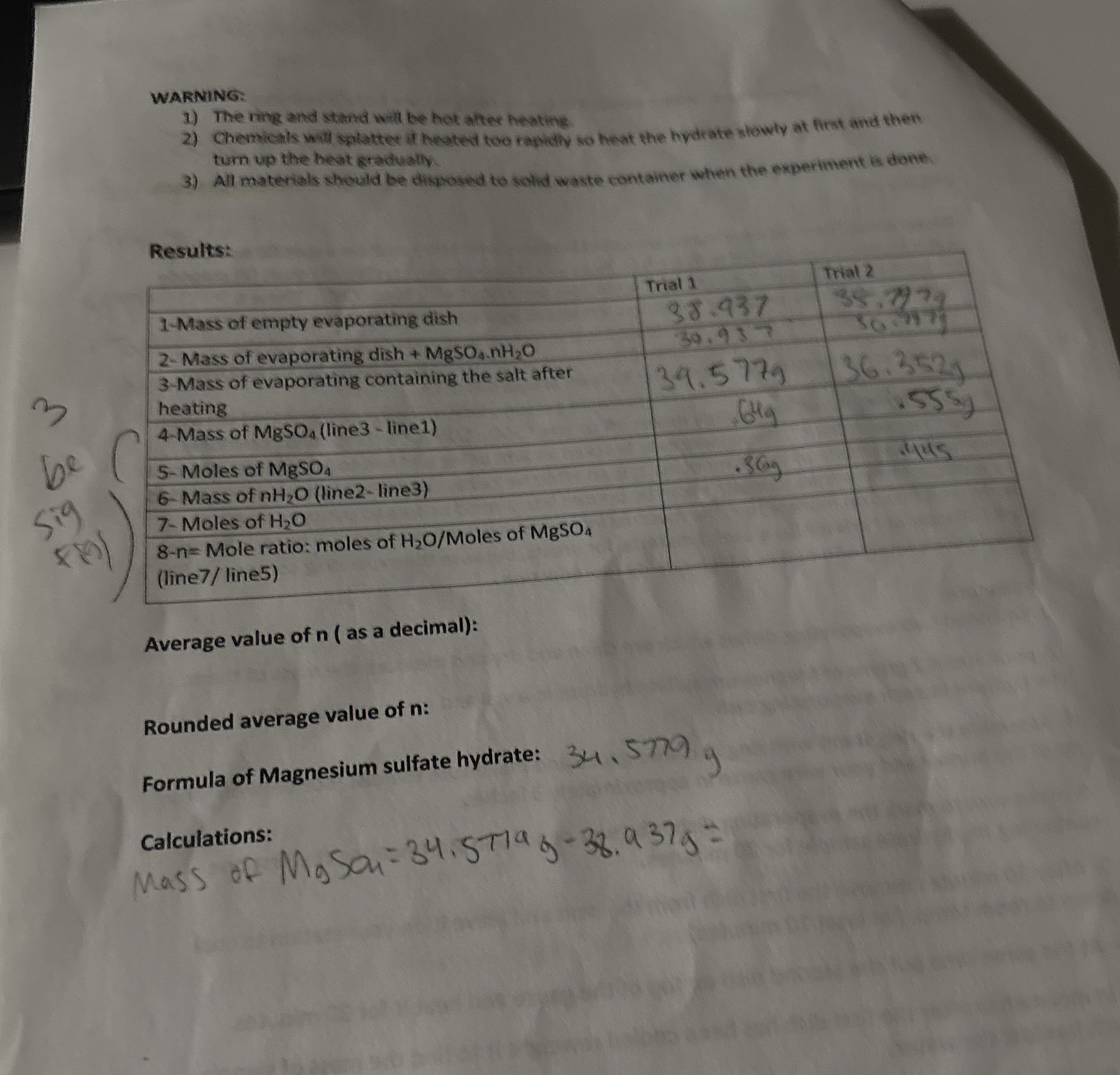 Solved WARNING:The ring and stand wid be hot atter | Chegg.com