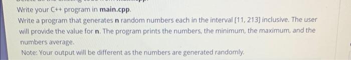 Solved Write your Ct++program in main.cpp. Write a program | Chegg.com