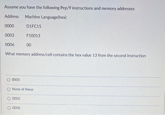 Solved Assume you have the following Pep/9 instructions and | Chegg.com