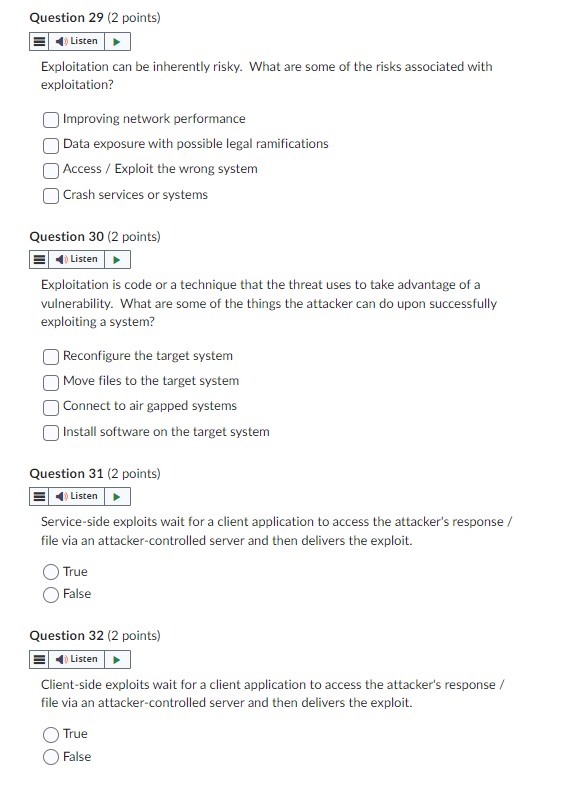 Solved Question 29 (2 ﻿points) Exploitation can be | Chegg.com