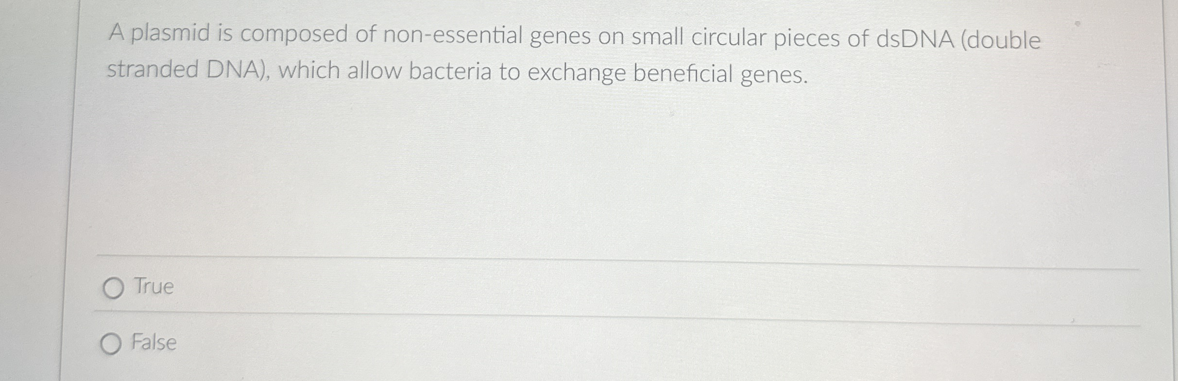 Solved A plasmid is composed of non-essential genes on small | Chegg.com