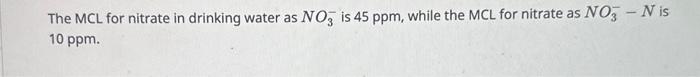 Solved A)explain what an MCL, what it standards for and what | Chegg.com