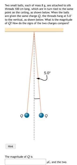 Solved Two small balls, each of mass 8 g, are attached to | Chegg.com