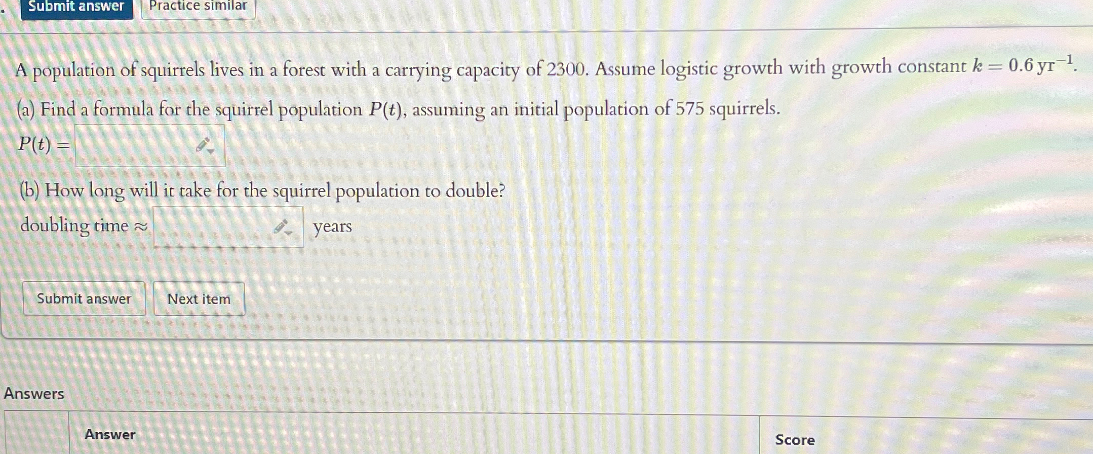 Solved A population of squirrels lives in a forest with a | Chegg.com