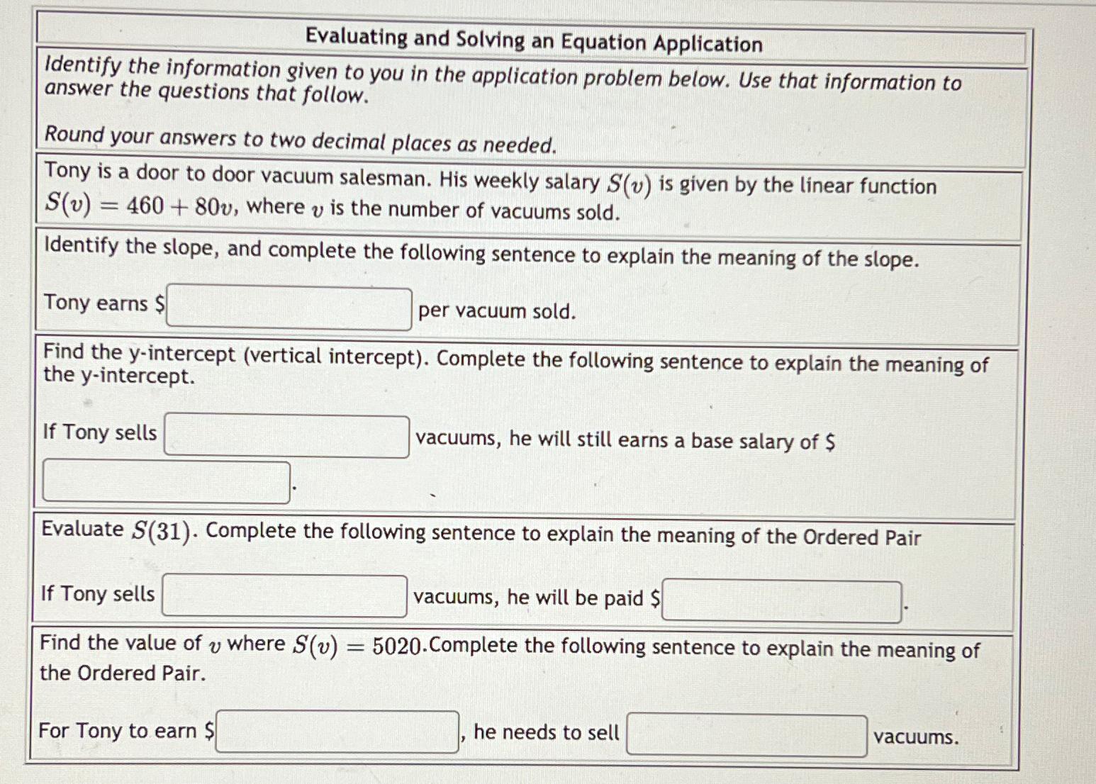 Solved \table[[Evaluating and Solving an Equation | Chegg.com