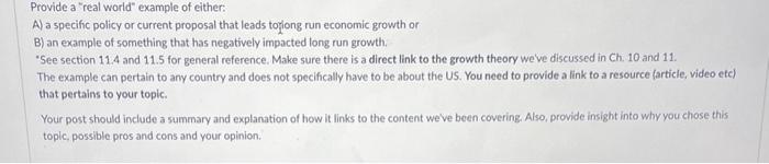 Solved Provide a real world" example of either: A) a | Chegg.com