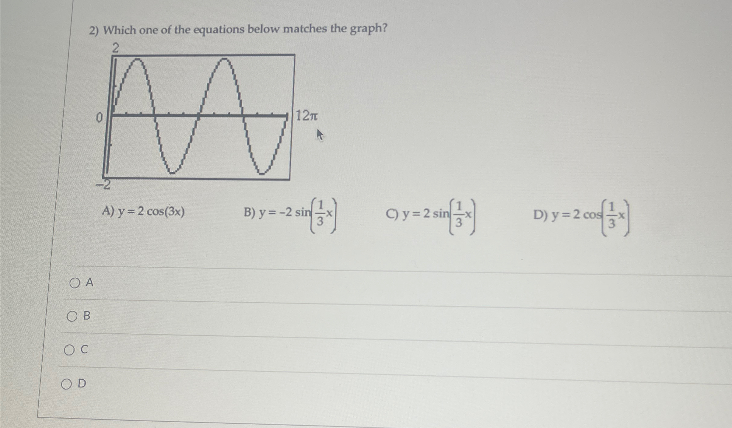 Solved Which one of the equations below matches the | Chegg.com