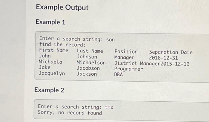 Solved create a program that lets a user locate all records | Chegg.com