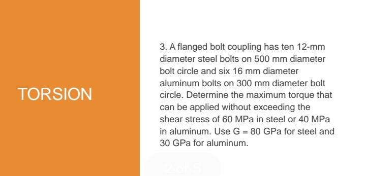 Solved TORSION 3. A flanged bolt coupling has ten 12-mm | Chegg.com