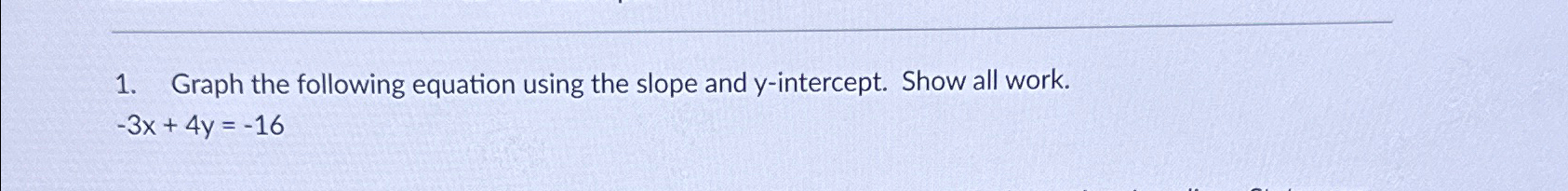 Solved Graph the following equation using the slope and | Chegg.com