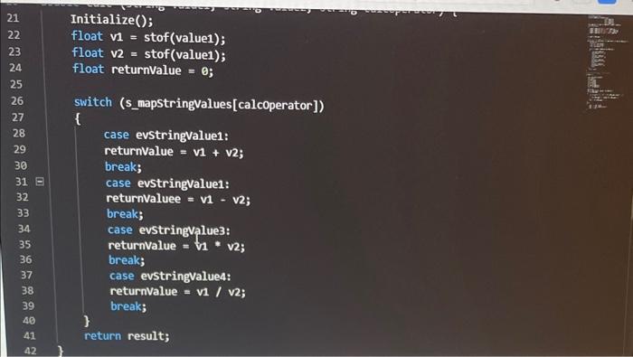 Solved The following program insplements a basic calculator | Chegg.com