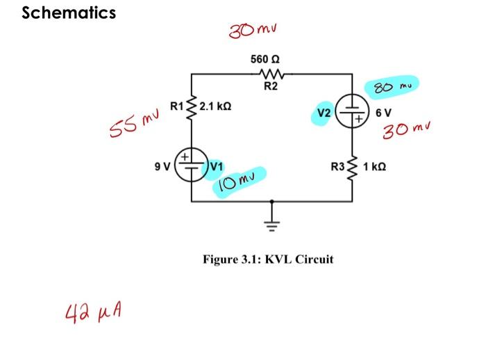 Schematics Figure 3.1: KVL CircuitPart 1: Kirchhoff's | Chegg.com