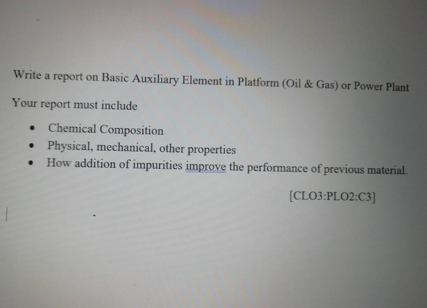Solved Write a report on Basic Auxiliary Element in Platform | Chegg.com