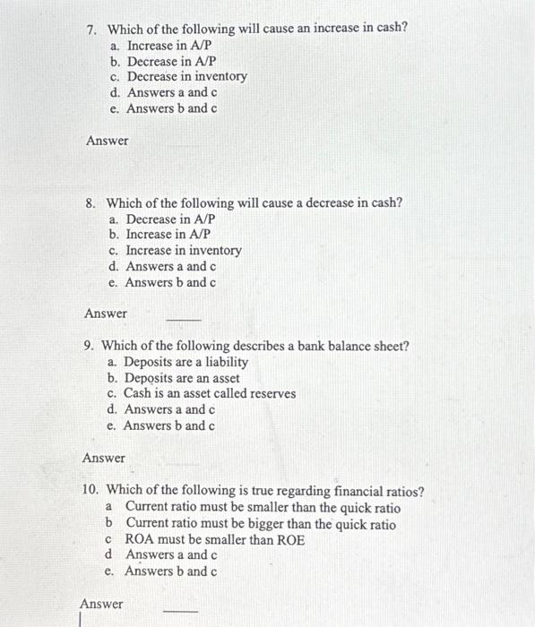 Solved 7. Which of the following will cause an increase in | Chegg.com