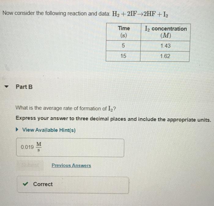 Solved Now consider the following reaction and data: | Chegg.com