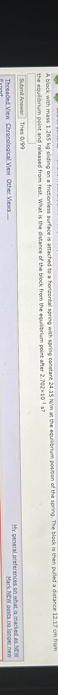 Solved the equilibrium point and released from rest. What is | Chegg.com