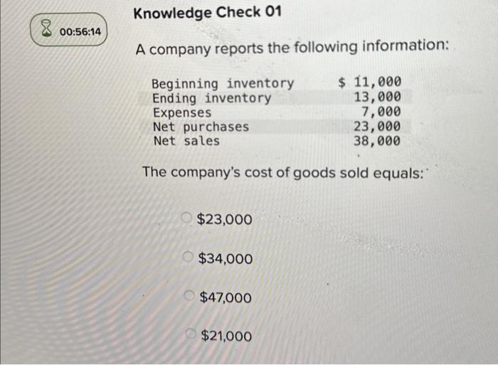 Solved Knowledge Check 01 A company reports the following | Chegg.com