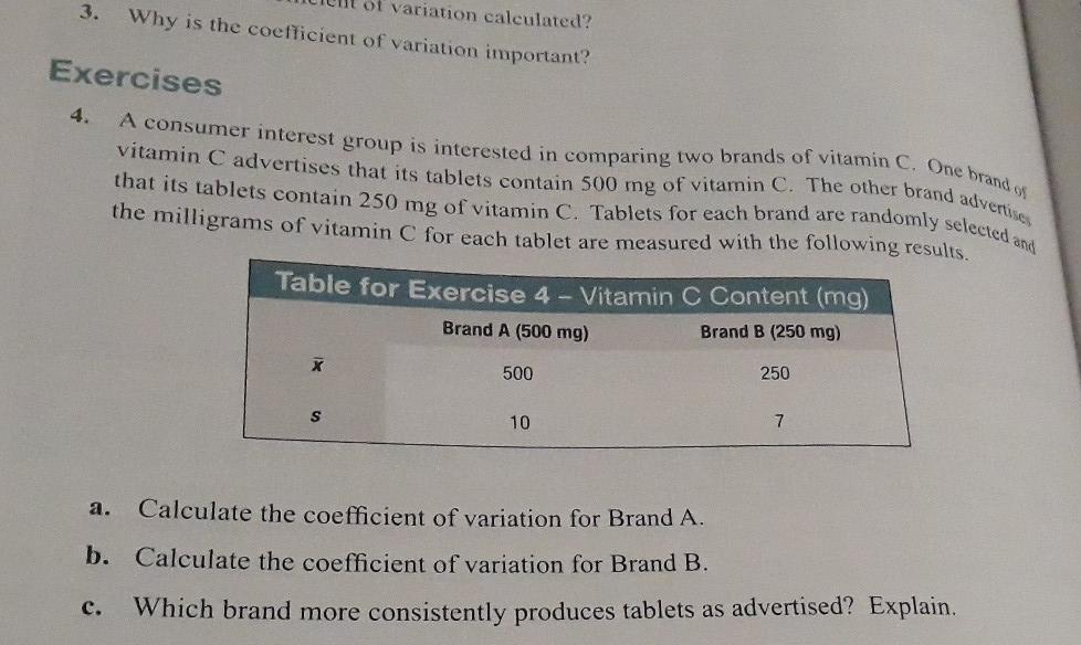 Solved 3. of variation calculated? Why is the coefficient of | Chegg.com