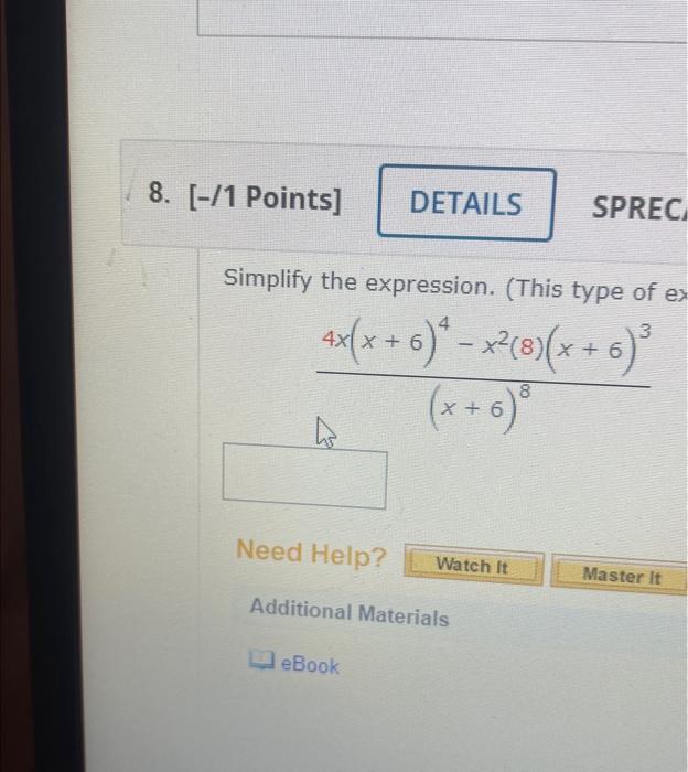 Solved /1 Points] Simplify the expression. (This type of ex | Chegg.com
