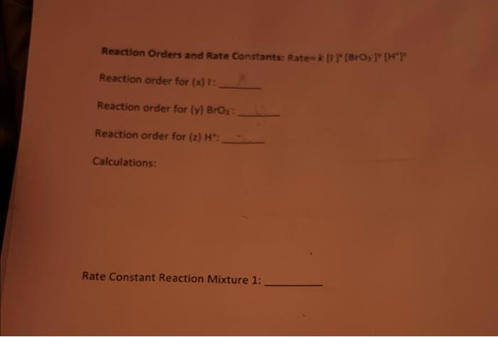 Reaction Orders and Rate Constants: Rate k [t | Chegg.com