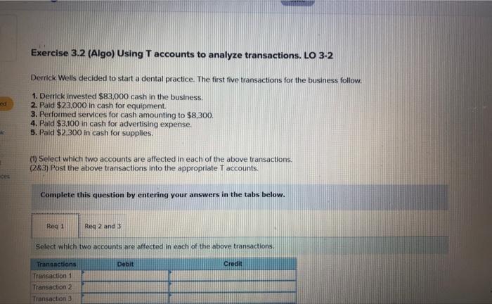 Solved Exercise 3.2 (Algo) Using T accounts to analyze | Chegg.com
