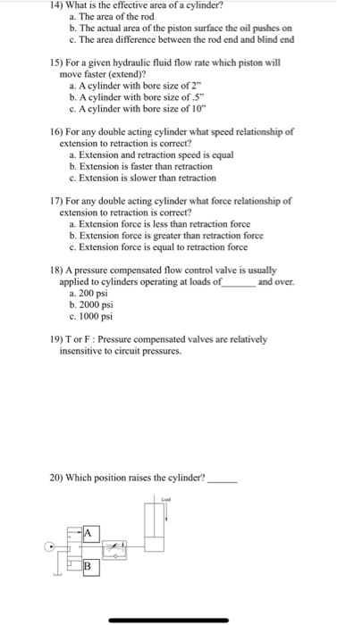 Solved 14) What is the effective area of a cylinder? a. The | Chegg.com