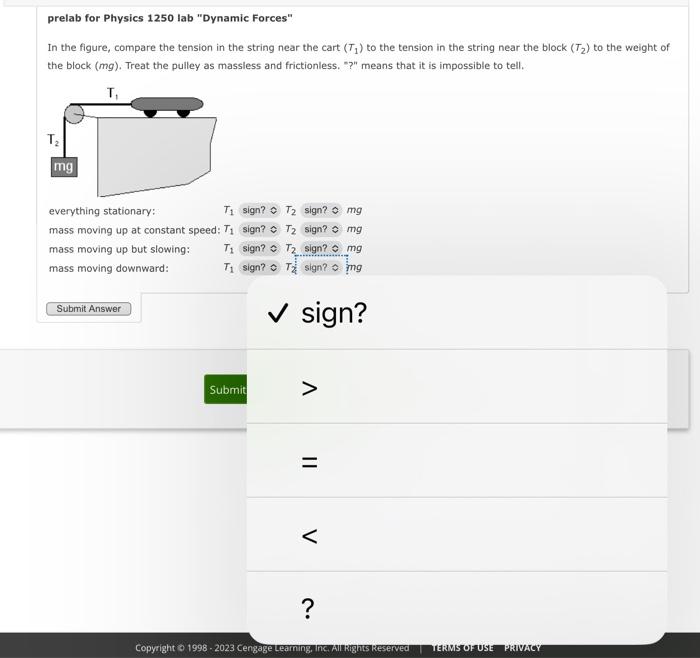Solved prelab for Physics 1250 lab "Dynamic Forces" In the | Chegg.com