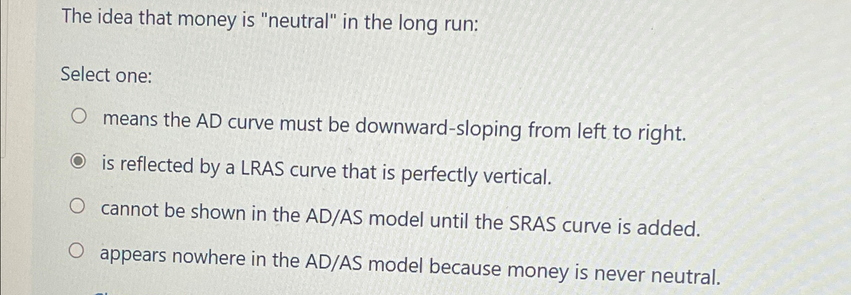 Solved The idea that money is "neutral" in the long | Chegg.com