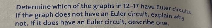 Solved Determine which of the graphs in 12-17 have Euler | Chegg.com