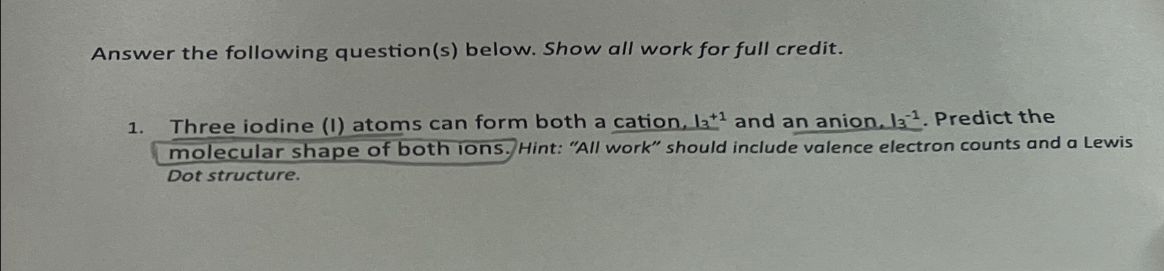 Solved Answer the following question(s) ﻿below. Show all | Chegg.com