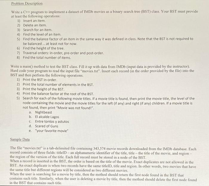Solved Write A C Program To Implement A Dataset Of Imdb