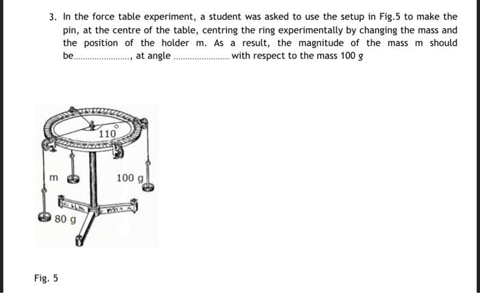 Solved 3. In the force table experiment, a student was asked | Chegg.com