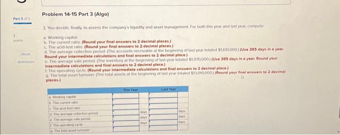 Solved Required informetion Problem 14-15 (Algo) | Chegg.com