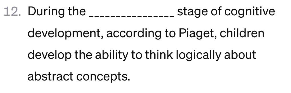 Solved 2. During the stage of cognitive development, | Chegg.com