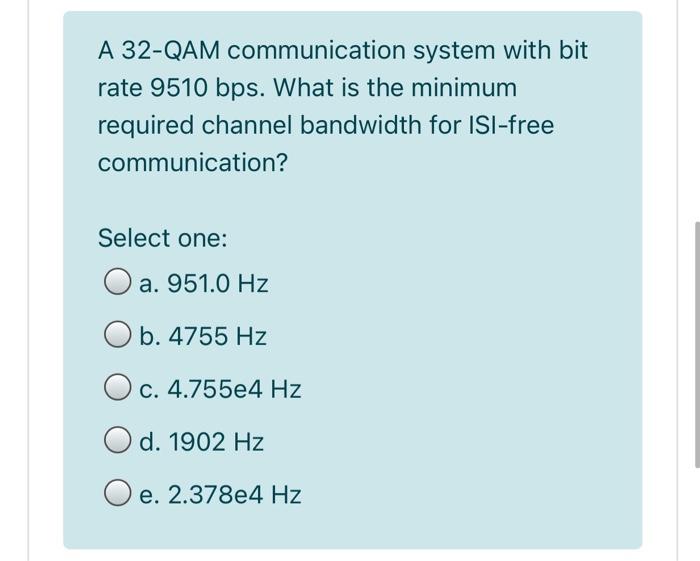 Solved A 32-QAM communication system with bit rate 9510 bps. | Chegg.com