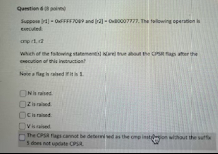 Solved Question 6 (8 ﻿points)Suppose [n1]= ﻿OxFFF70s9 ﻿and | Chegg.com