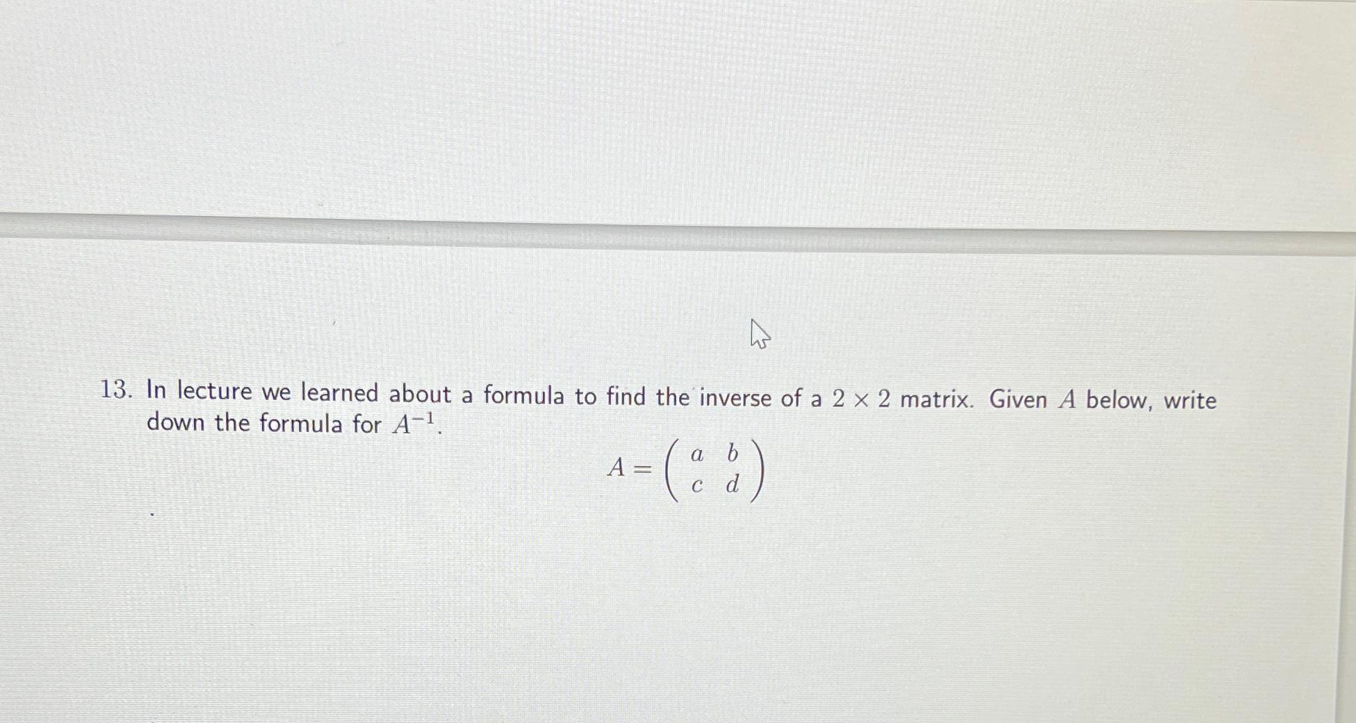 Solved In lecture we learned about a formula to find the | Chegg.com