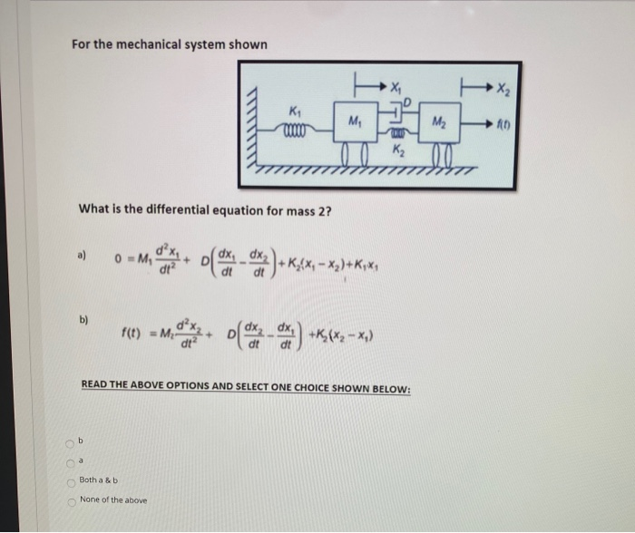 Solved For the mechanical system shown ܠܠܠ M₂ Dolla What is | Chegg.com