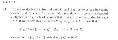 Solved Ex. 2.1.7(1) ﻿If Bi ﻿is a σ-algebra of subsets of a | Chegg.com