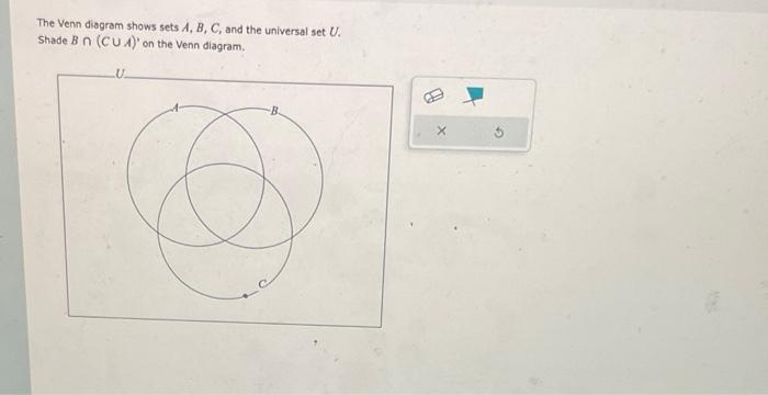 Solved The Venn diagram shows sets A,B,C, and the universal | Chegg.com