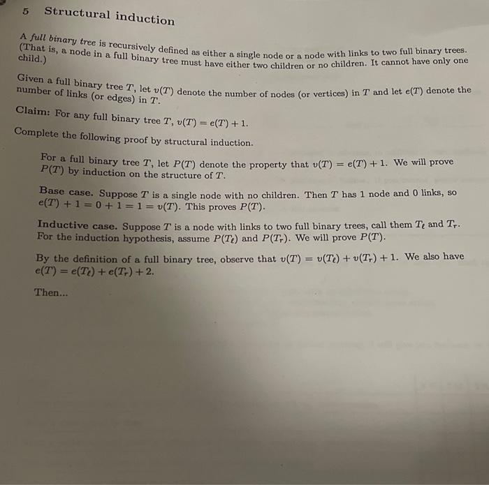 A full binary tree is recursively defined as either a | Chegg.com